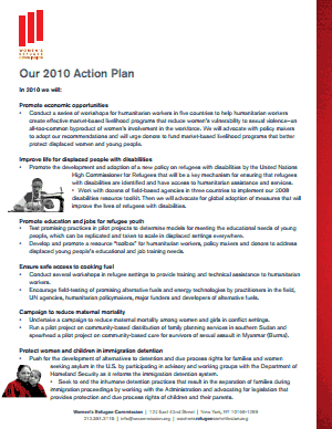 Our 2010 Action Plan | Women's Refugee Commission