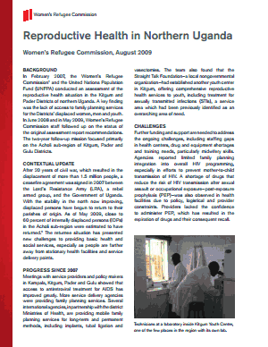 Reproductive Health in Northern Uganda | Women's Refugee Commission