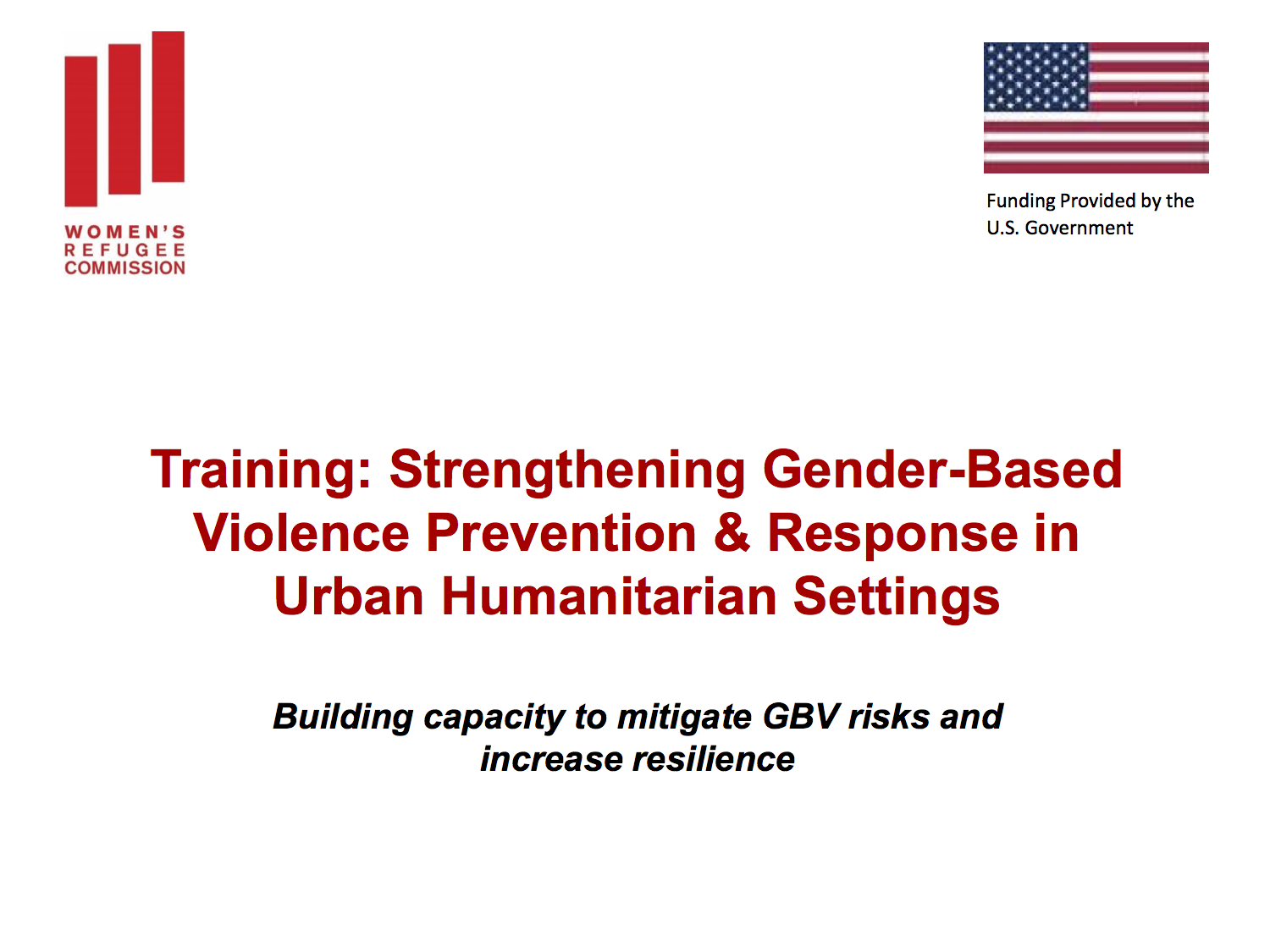 Training: Strengthening Gender-Based Violence Prevention & Response in ...
