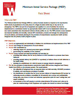 Minimum Initial Service Package 2003 Fact Sheet | Women's Refugee ...