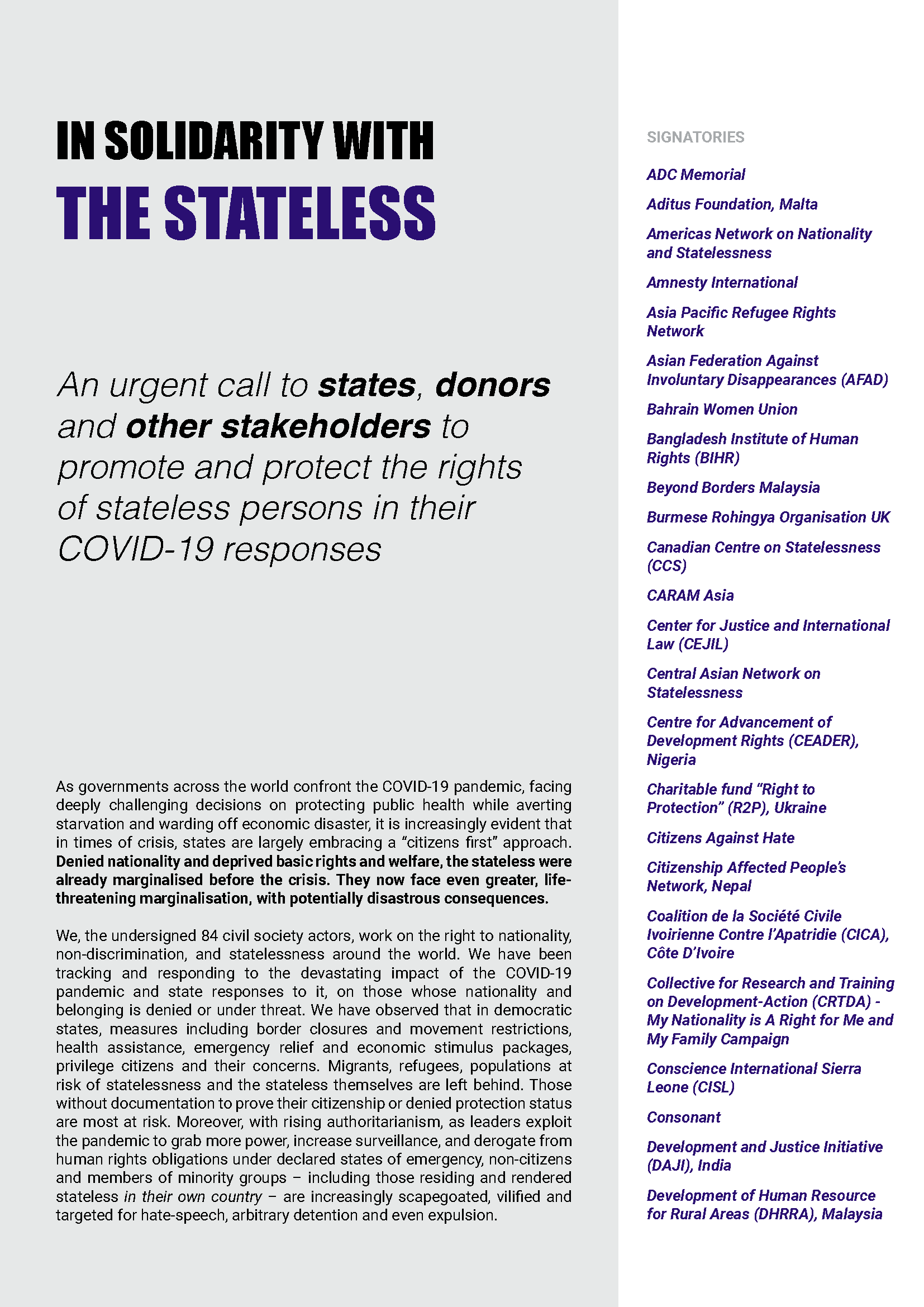 In Solidarity with the Stateless | Women's Refugee Commission