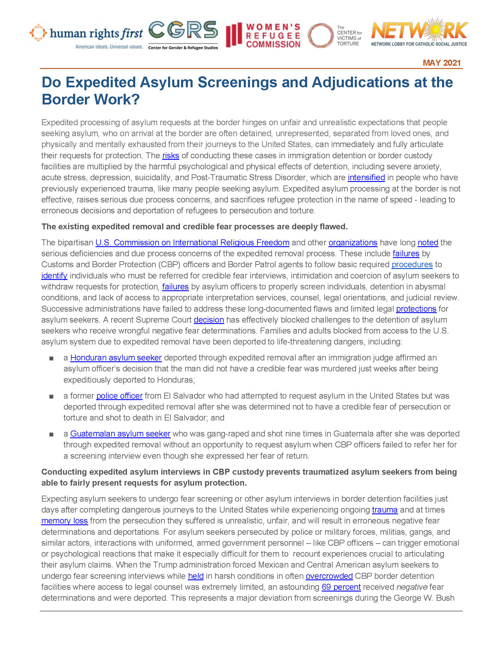 Do Expedited Asylum Screenings and Adjudications at the Border Work ...