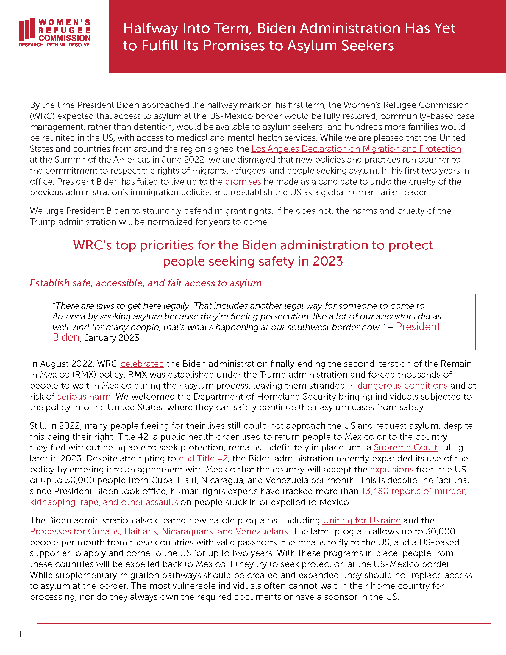 Asylum Denied: Remain in Mexico 2.0 | Women's Refugee Commission