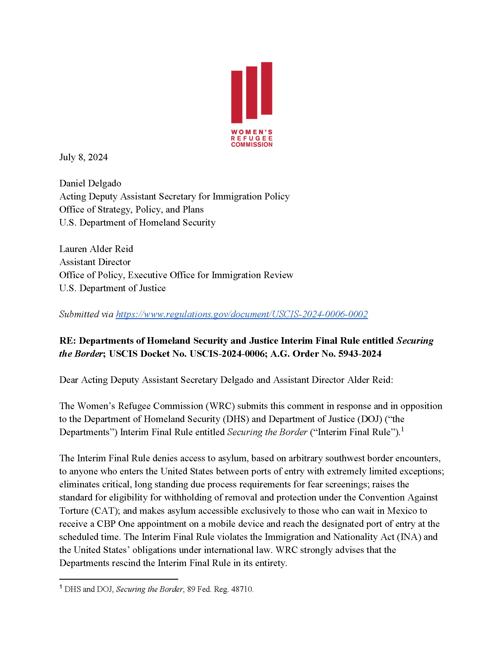 Protecting the Rights of Refugees and Asylum Seekers: Women’s Refugee Commission’s ...